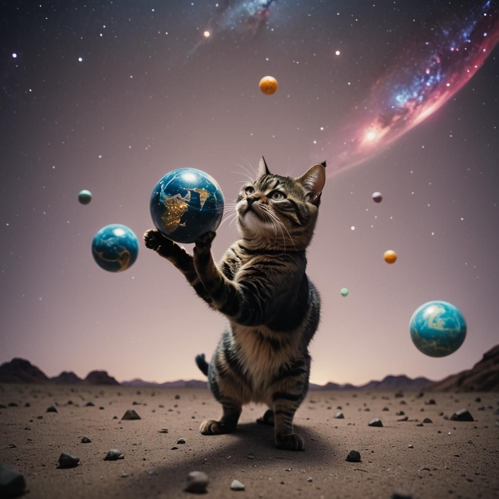 galactic cat playing with planet ball - AI Generated Artwork ...