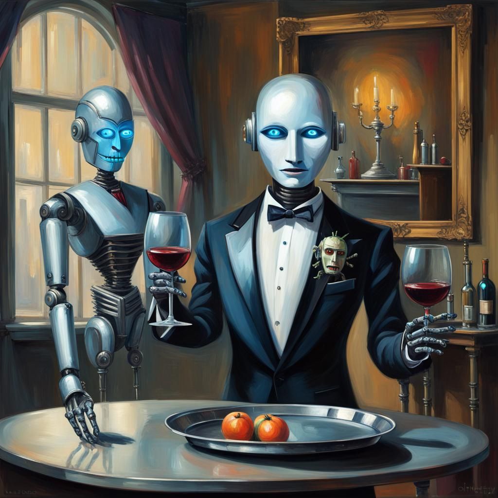 Robot butlers - AI Generated Artwork - NightCafe Creator