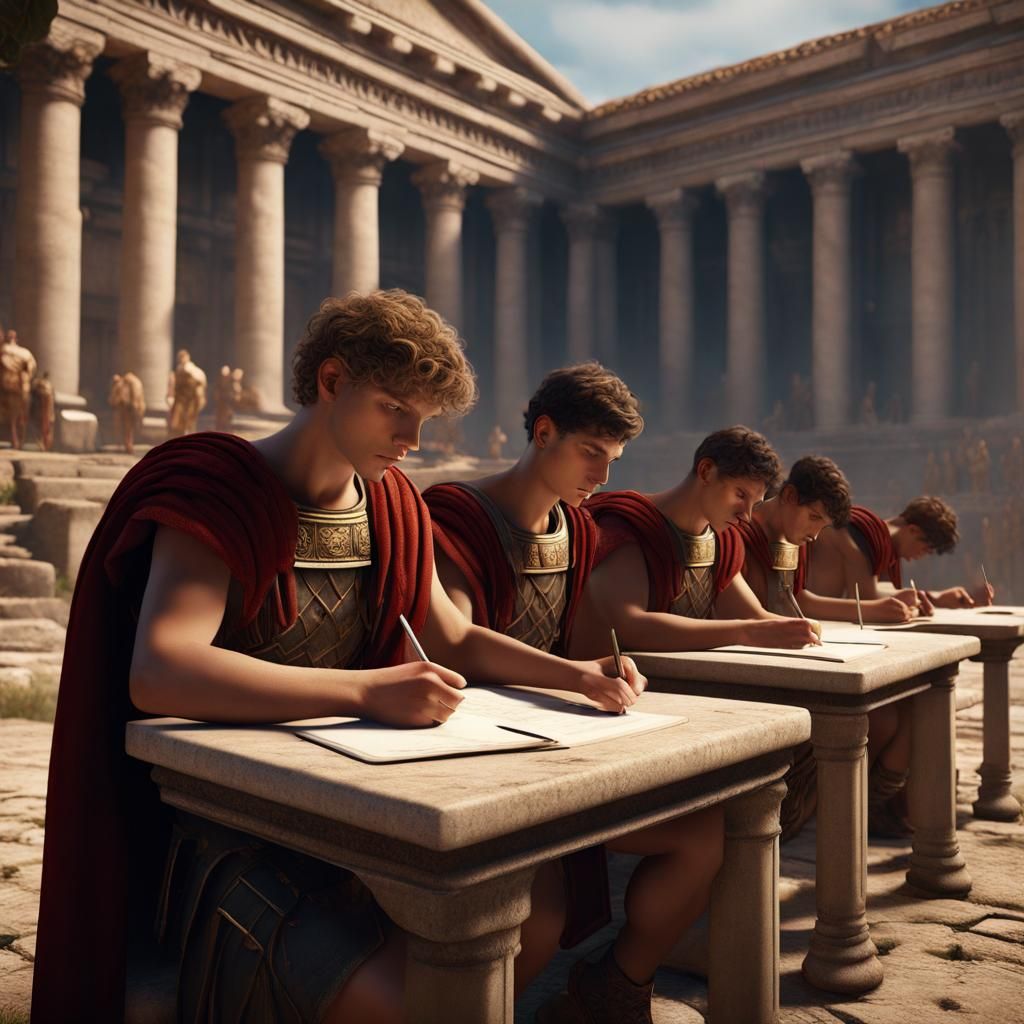 ancient roman students taking an test - AI Generated Artwork ...