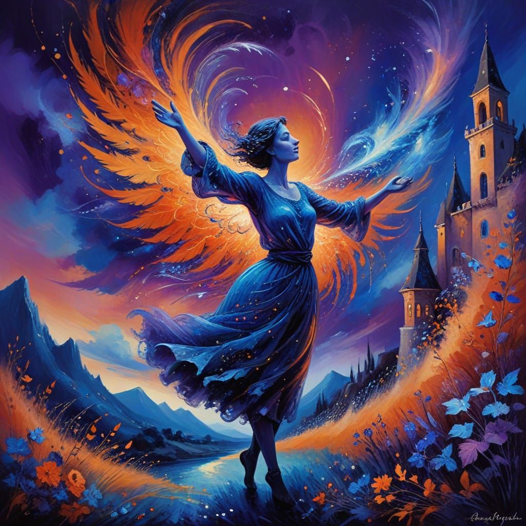 Surrealist Dreamscape in Vibrant, Shimmering Color... - AI Art