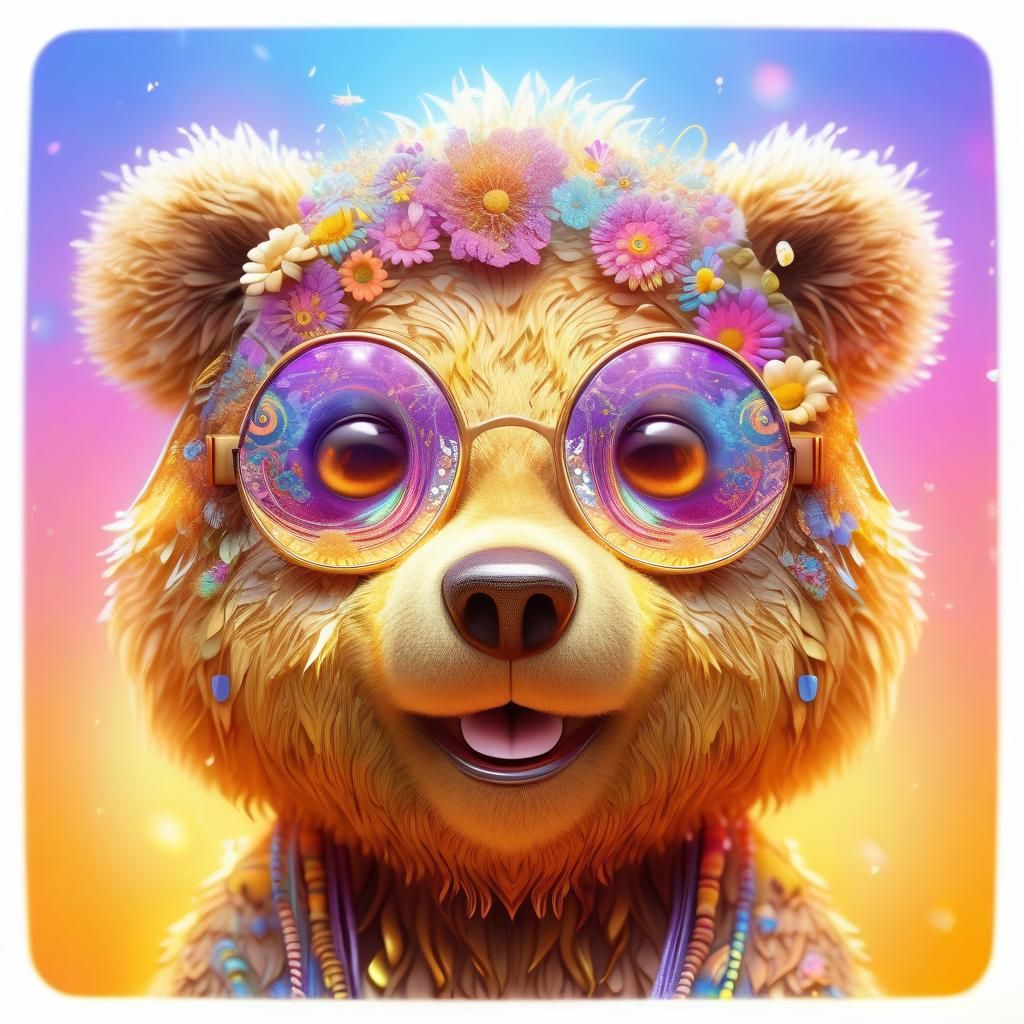 Hippie Honey Bear - AI Generated Artwork - NightCafe Creator