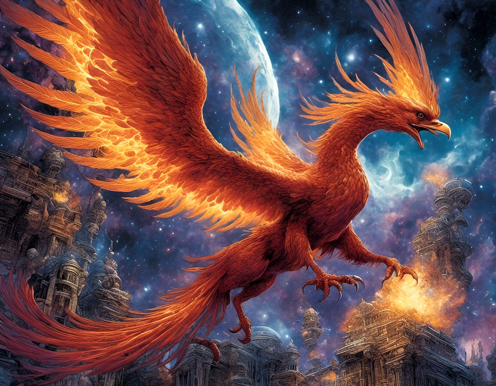 Cosmic Phoenix - AI Generated Artwork - NightCafe Creator