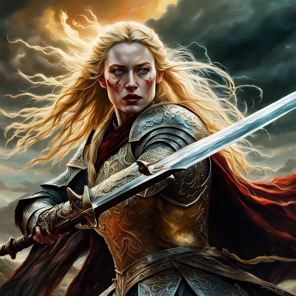 Éowyn fighting the Witch-king from Lord of the Rings. Hyper detailed ...