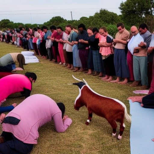 people praying to the goat god - AI Generated Artwork - NightCafe Creator