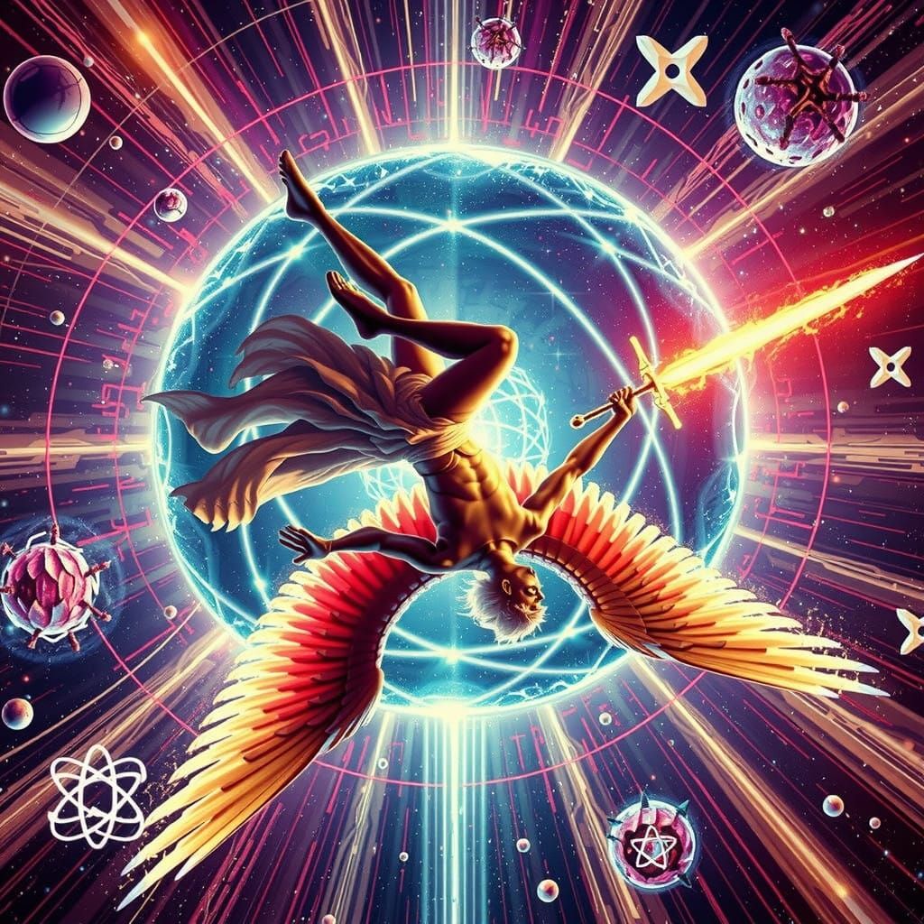 Cyberpunk Angel in Antimatter Storm - AI Art