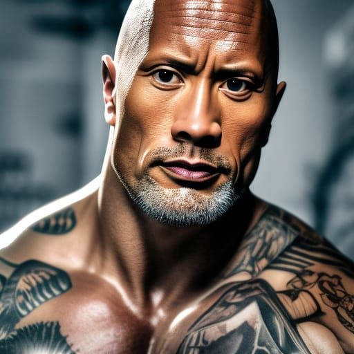Front face close up portrait Dwayne Johnson - AI Generated Artwork ...