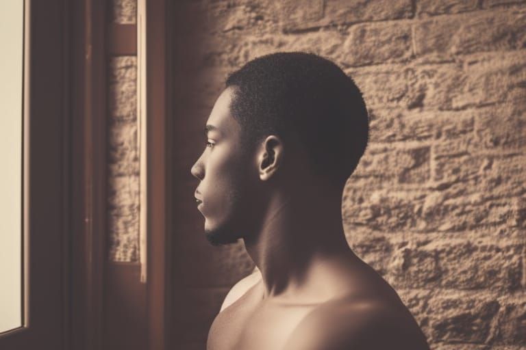 Man looking out window at home - AI Generated Artwork - NightCafe Creator