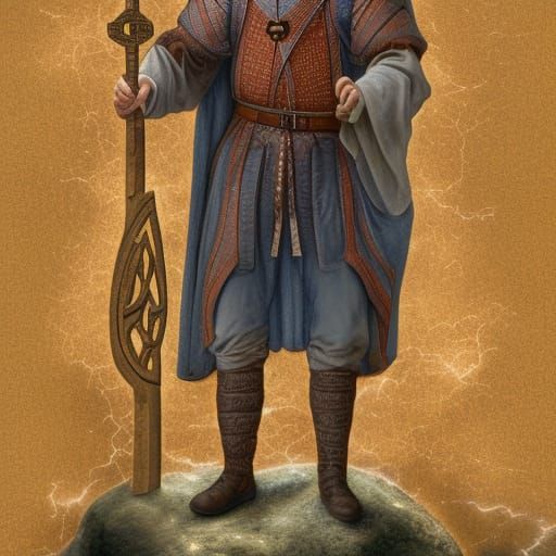 hyperdetailed, photorealistic. luminous picture of a wizard standing ...