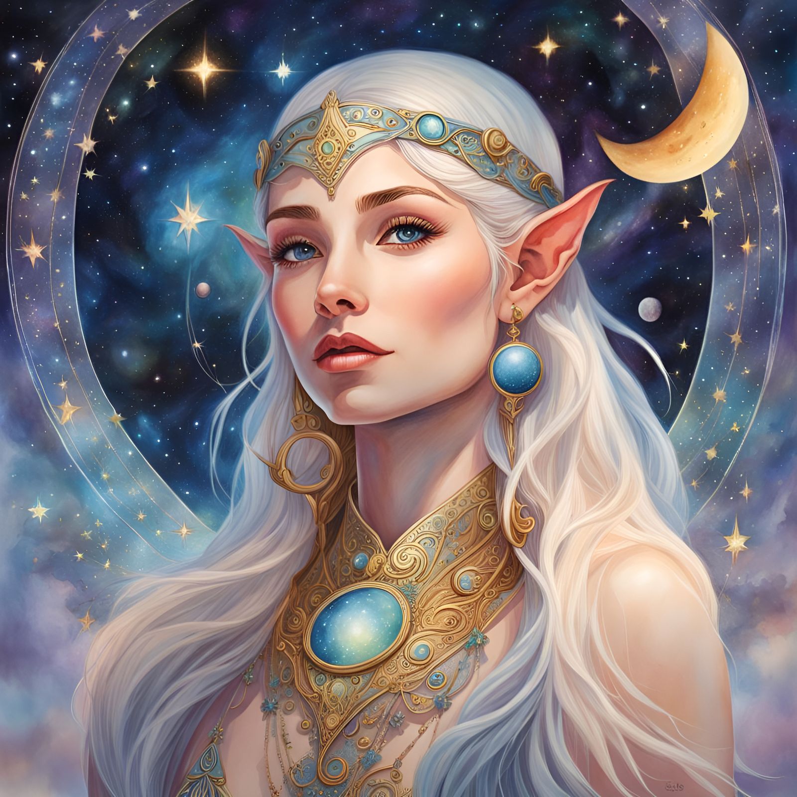 Celestial Elf 🌙💫 ️⭐️ - AI Generated Artwork - NightCafe Creator