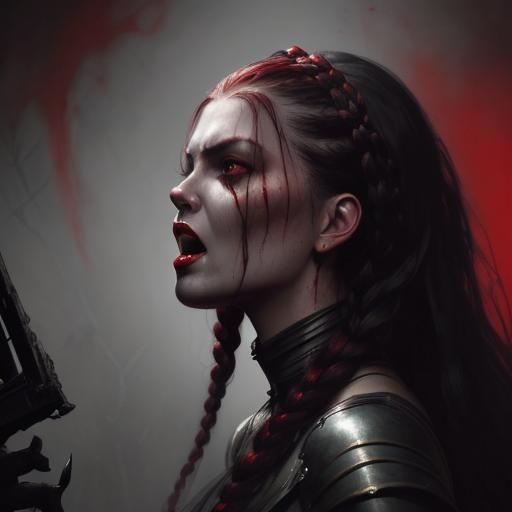 Lady dark,Fergie,black red hair,cornrows hairstyle,open mouth,red lips ...