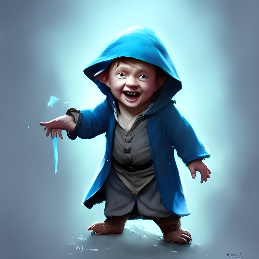 A cute smurf dressed as a hobbit, digital art, by Greg Rutkowski ...