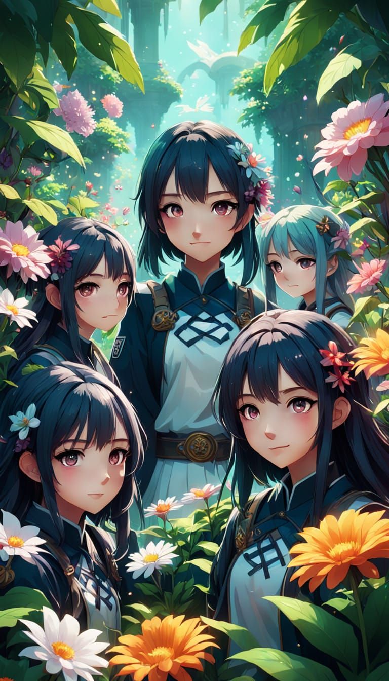 Adorable Anime Girls Ponder a Riddle in Whimsical ... - AI Art