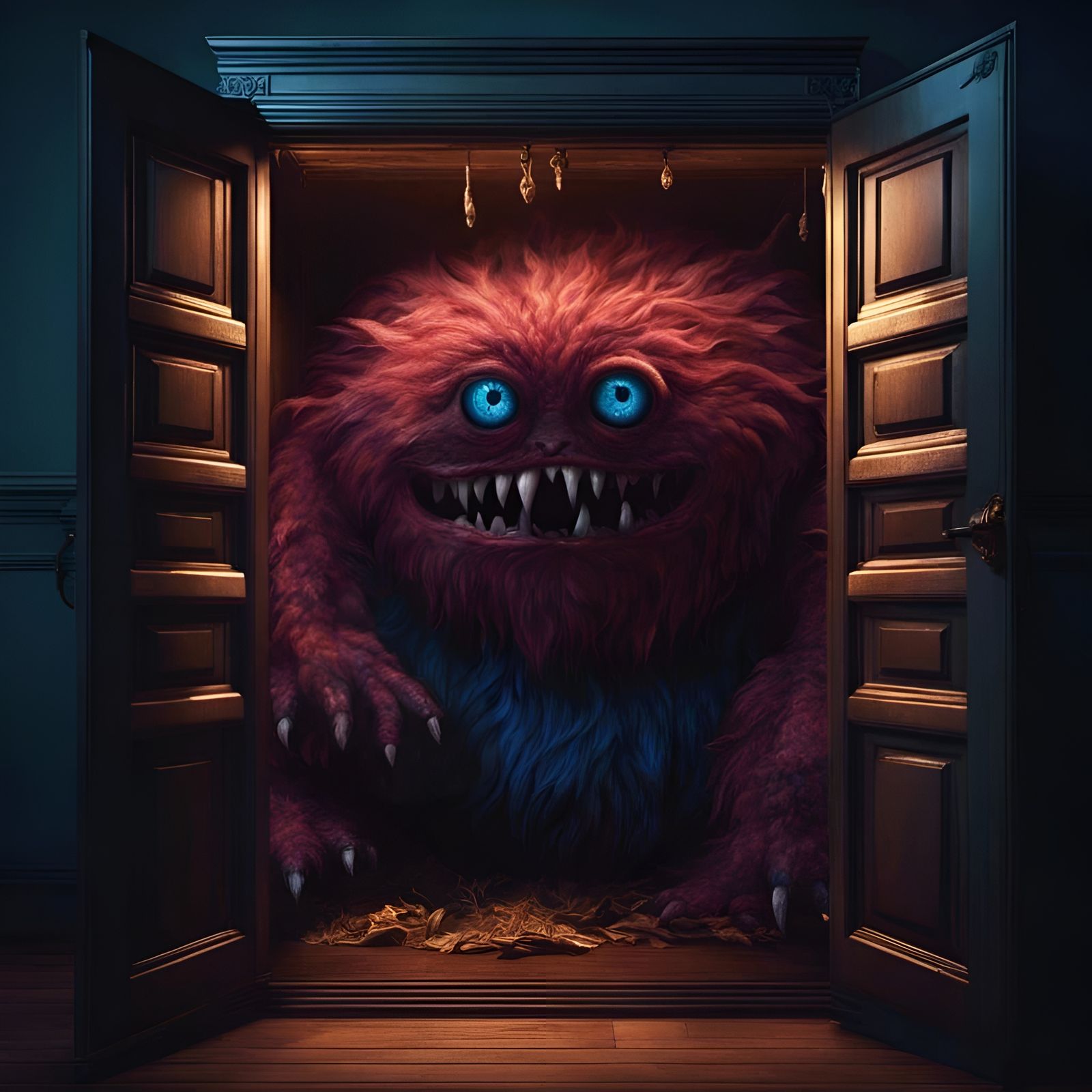Monster Hiding In My Closet - AI Generated Artwork - NightCafe Creator