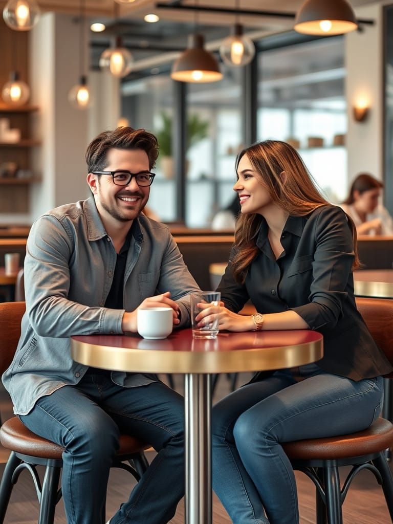 Co-pilot meets Alexa art a cafe. Digital world humanized...