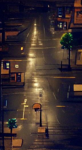 empty street on a rainy night - AI Generated Artwork - NightCafe Creator