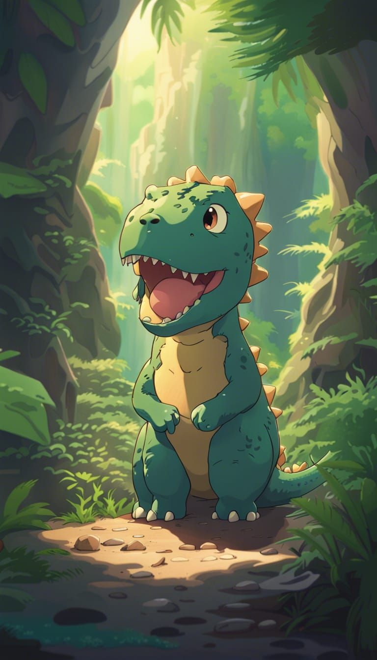 cute dinosaur pet Studio Ghibli, Anime Key Visual, by Makoto Shinkai ...