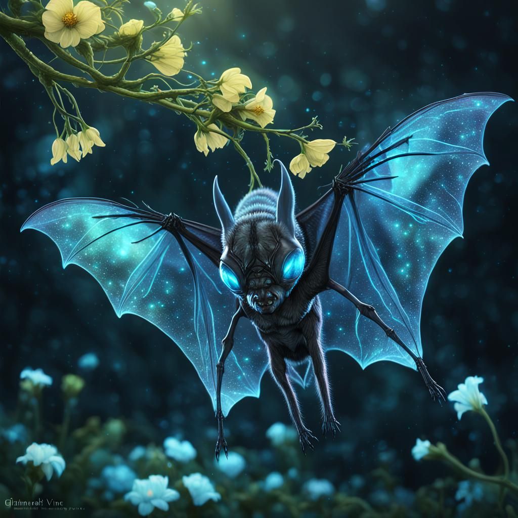 bioluminescent alien bat - AI Generated Artwork - NightCafe Creator