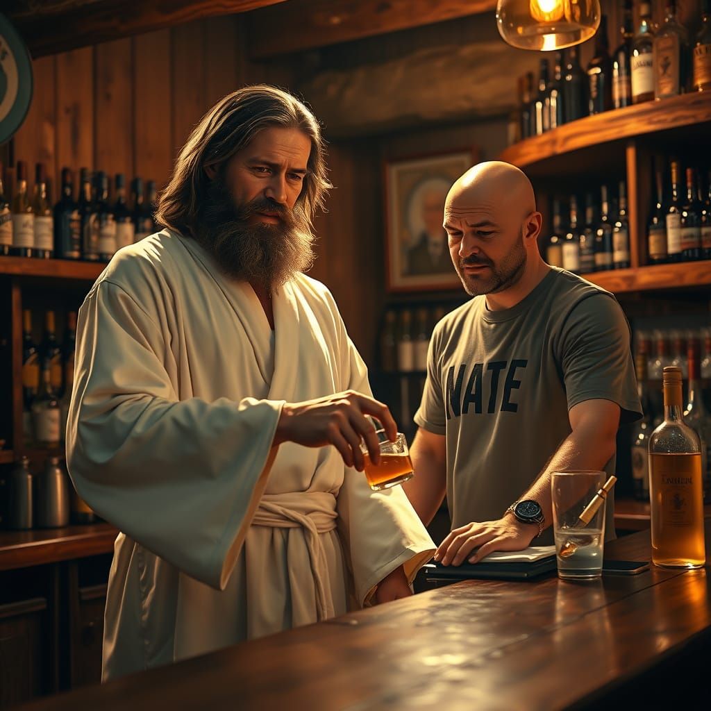 Surreal Bar Scene in Hyperrealistic Style, Blendin... - AI Art