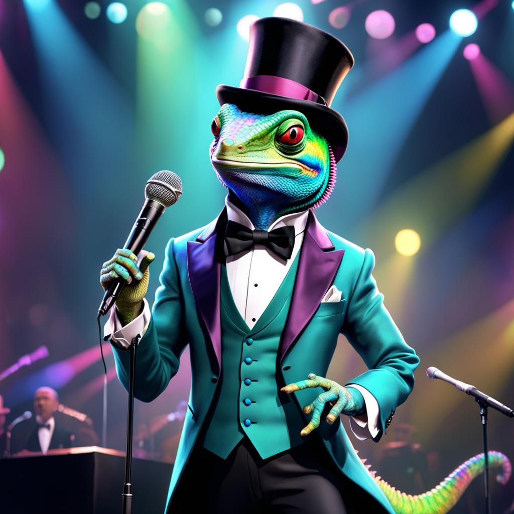 Singing chameleon - AI Generated Artwork - NightCafe Creator
