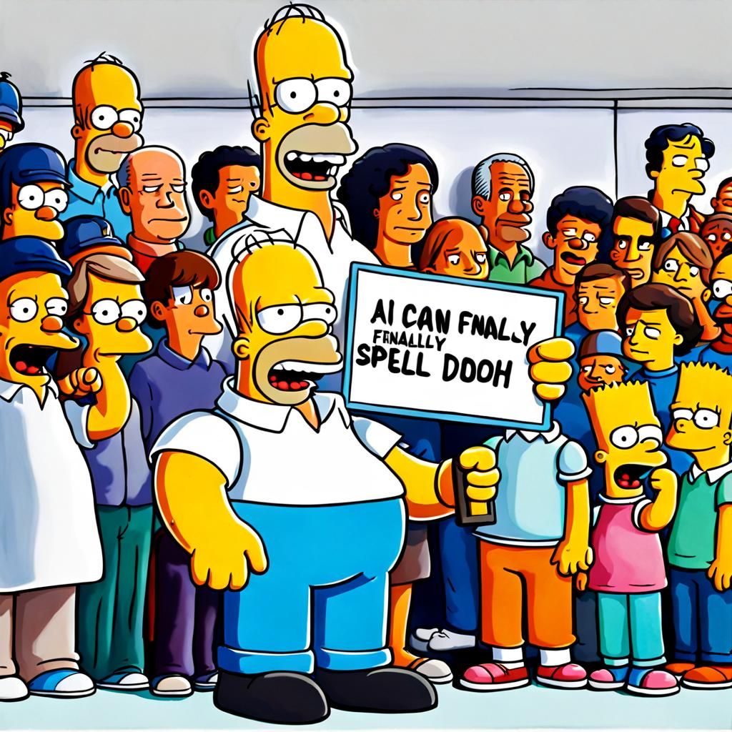 A incredible realistic picture of Homer Simpson holding a sign saying ...