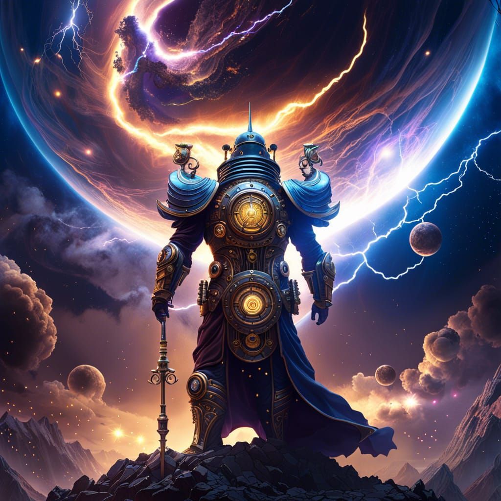 Steampunk god in a lightning storm - AI Generated Artwork - NightCafe ...