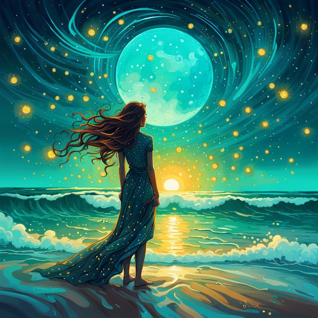 Lady At The Beach - AI Generated Artwork - NightCafe Creator