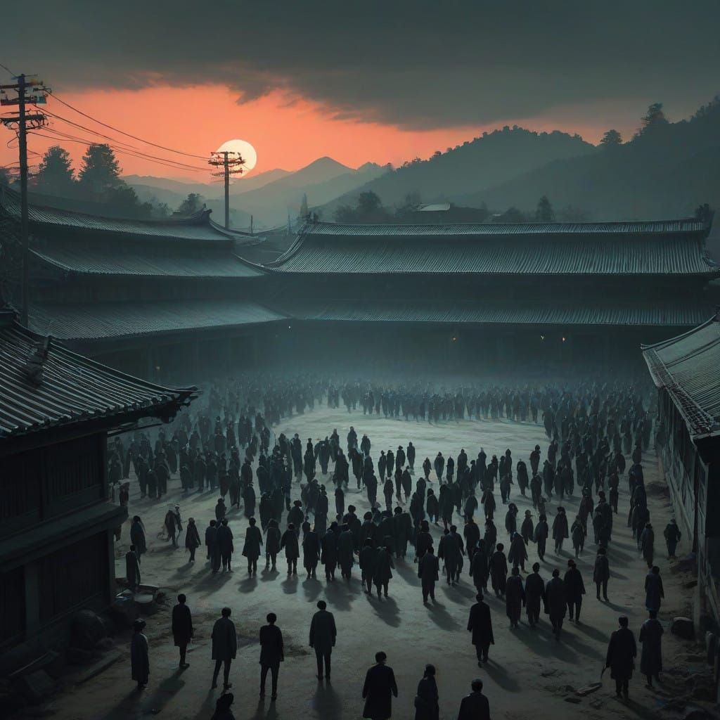 Squid Game - Squid Game Arena Under Darkened Korean Skies