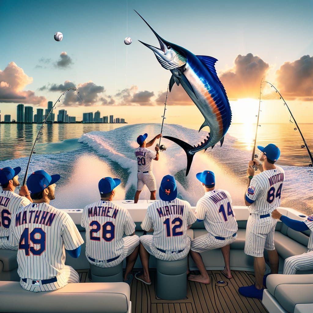 NY Mets go fishing in Miami and hook a Marlin - AI Generated Artwork ...