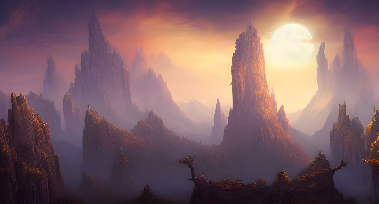 Stones pilars in fantasy land - AI Generated Artwork - NightCafe Creator