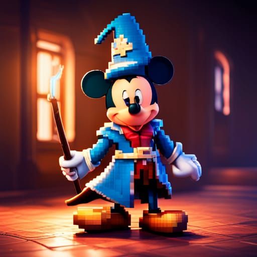 Sorcerer's Apprentice Mickey Mouse (Pixel Art) - AI Generated Artwork ...