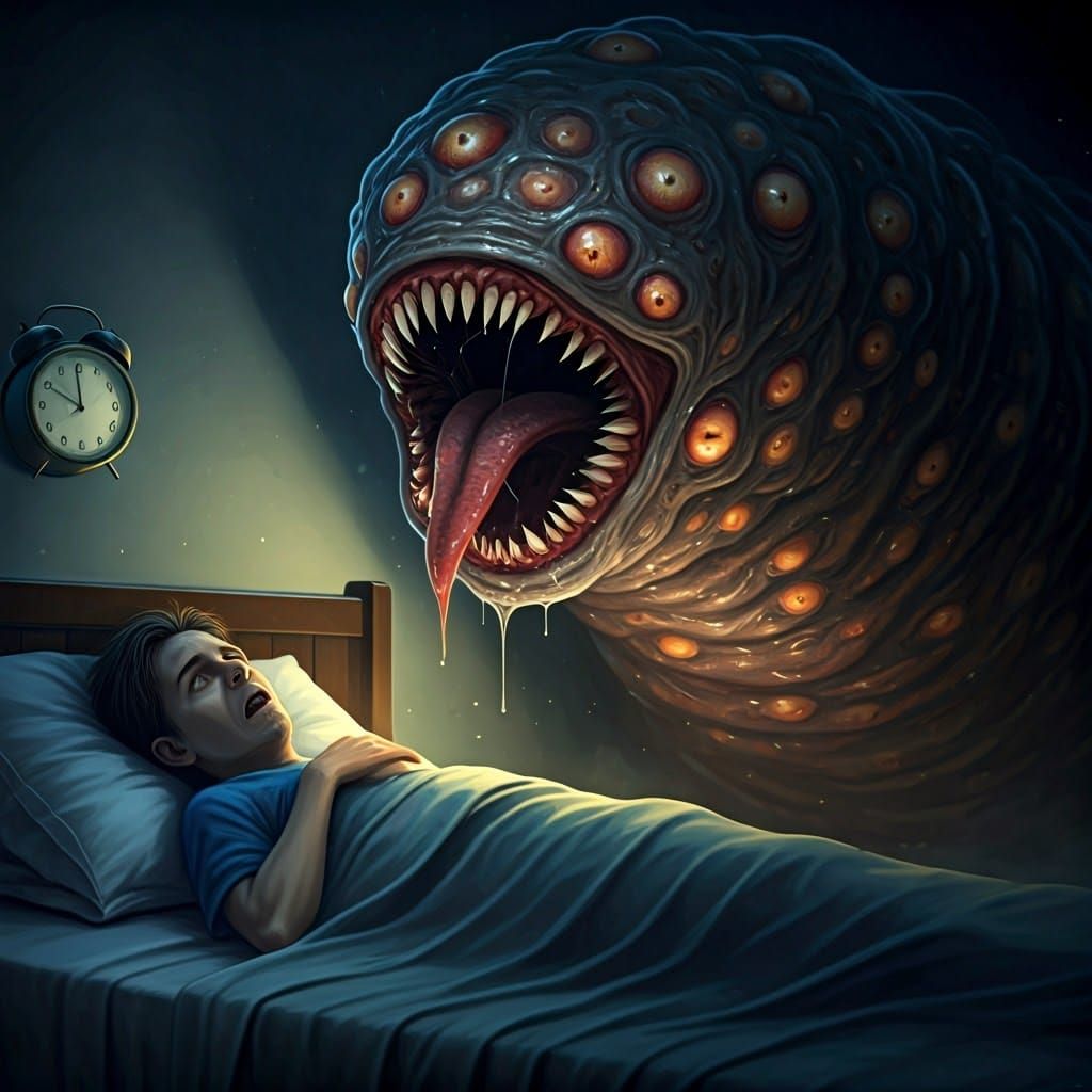 Sleep Paralysis Horror in Dark Gothic Biomechanica... - AI Art