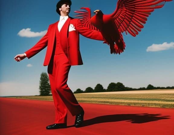 Red Man, Red Bird - AI Generated Artwork - NightCafe Creator