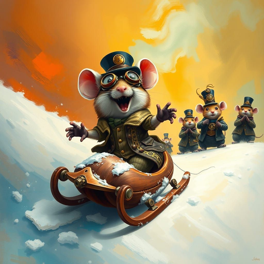 A steampunk mouse full of life - A Joyful Steampunk Mouse in...
