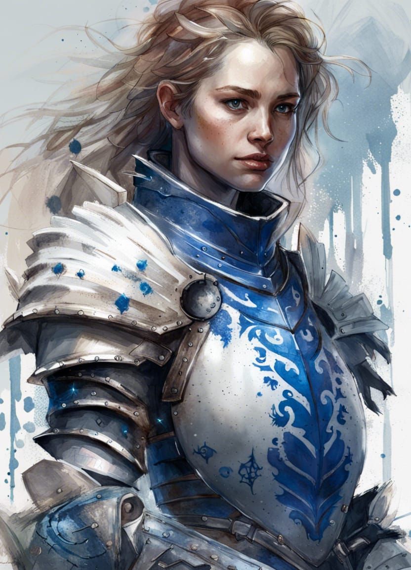 female knight and blue-white armor.8k resolution, dark fantasy concept ...
