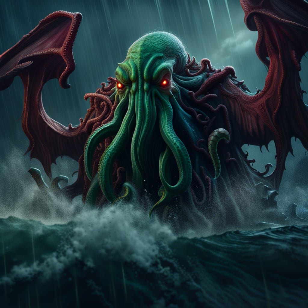cthulhu in the storm - AI Generated Artwork - NightCafe Creator