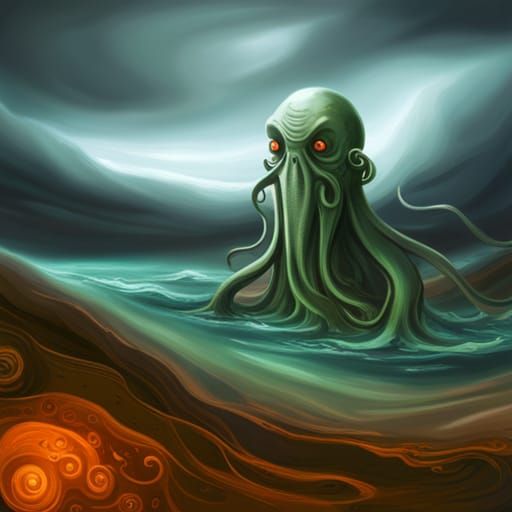 Cthulhu, a gigantic entity worshipped by cultists, in the shape of a ...