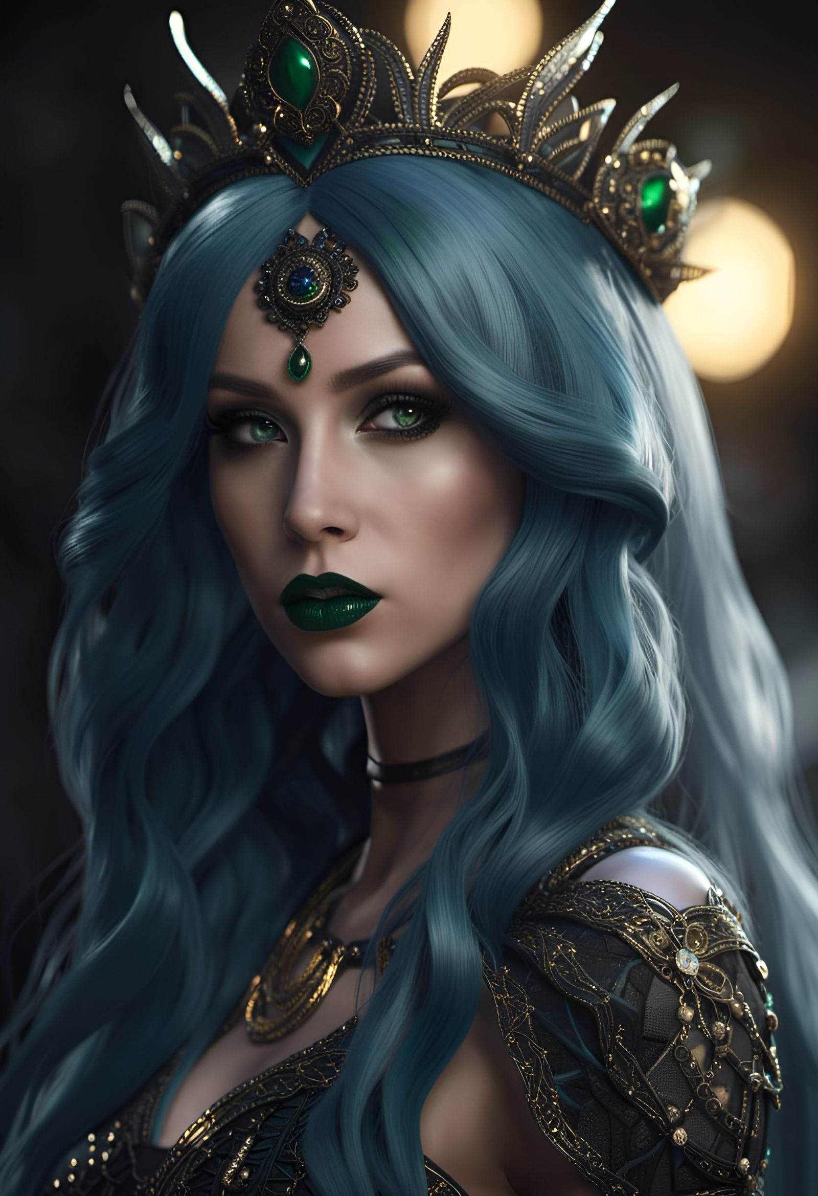 Blue haired queen 4 - AI Generated Artwork - NightCafe Creator