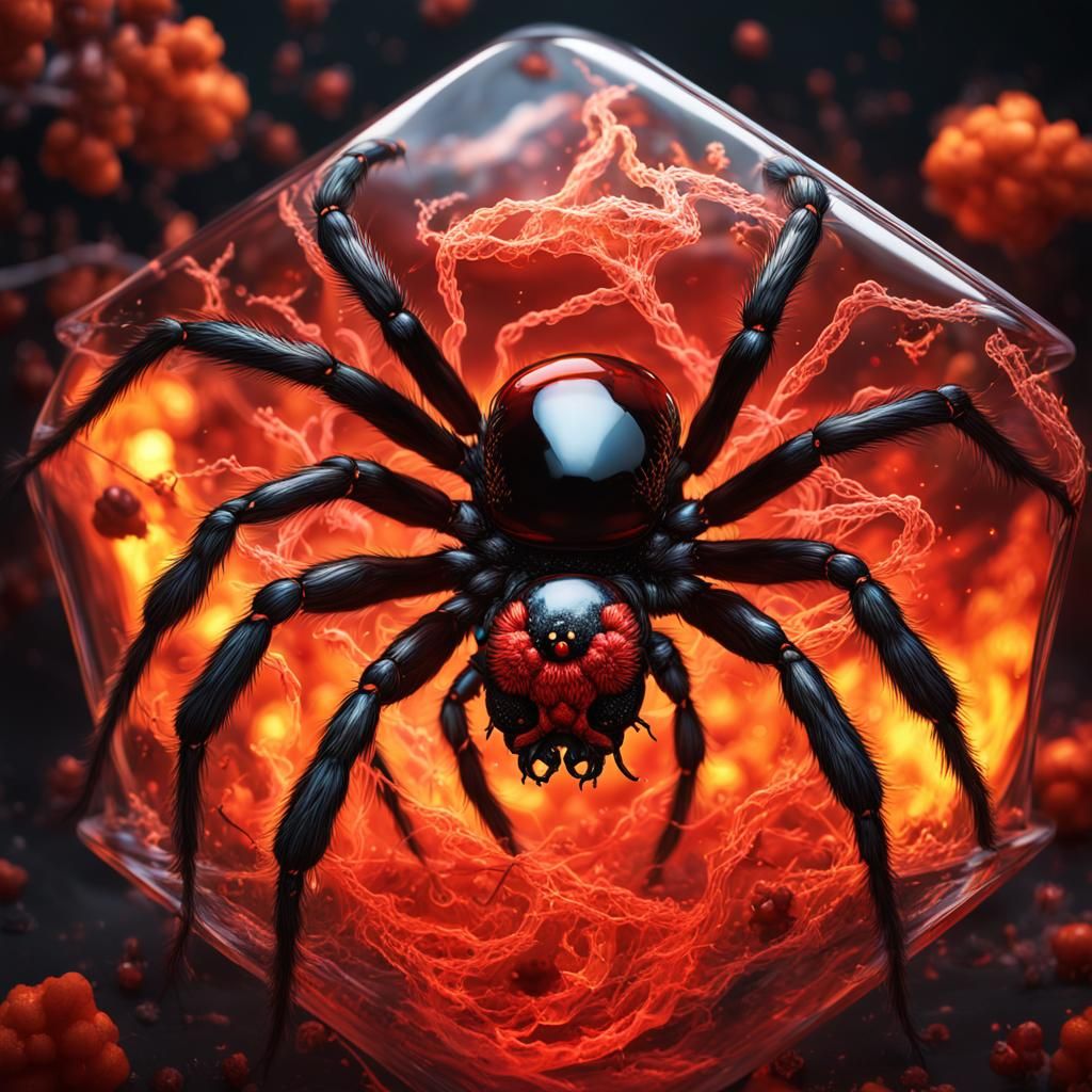 Scary spider guarding a gem - AI Generated Artwork - NightCafe Creator