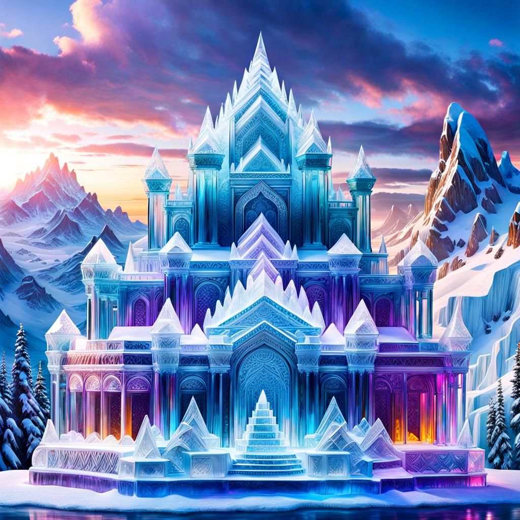 (ice sculpture), epic Palace sparkling transparent carved ice, (made of ...