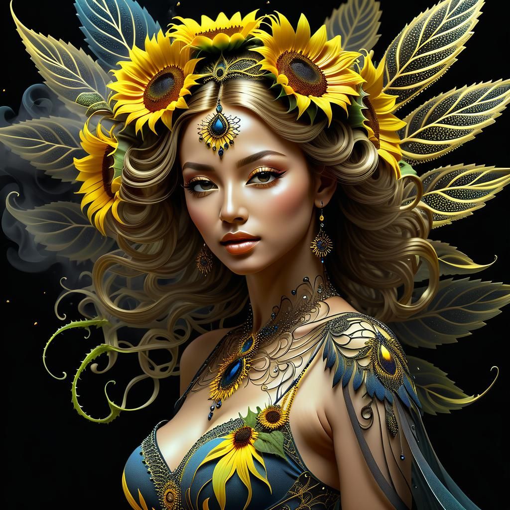 Sunflower lady - AI Generated Artwork - NightCafe Creator