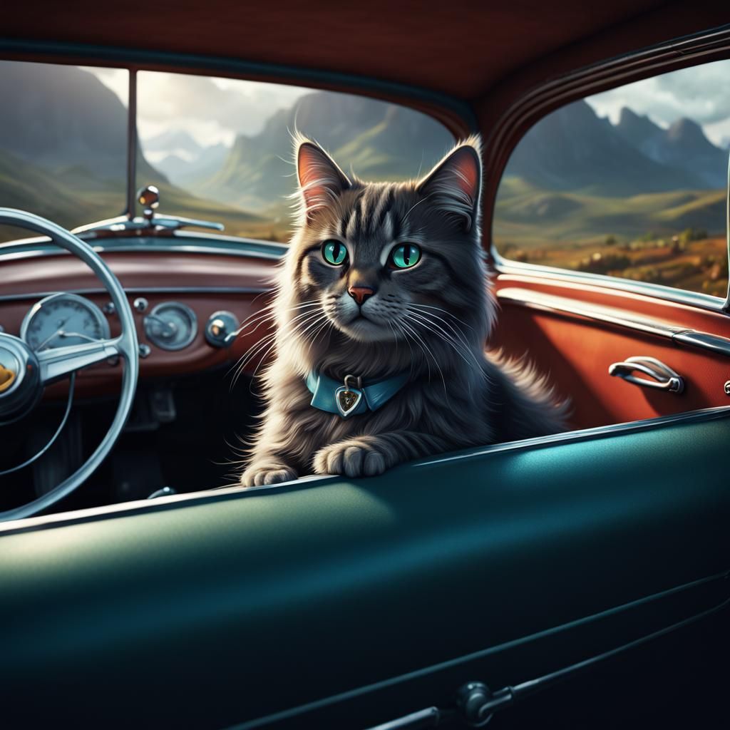 Taking McFluff for a Ride - AI Generated Artwork - NightCafe Creator