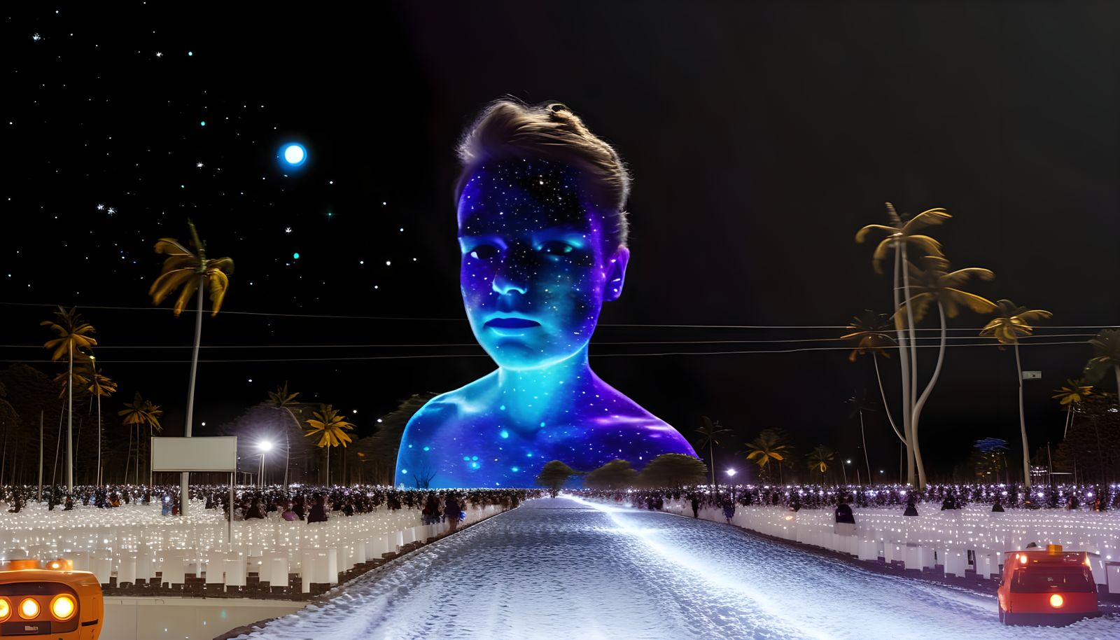 Floating Faces Amidst Celestial Galaxies in a Cosm... - AI Art