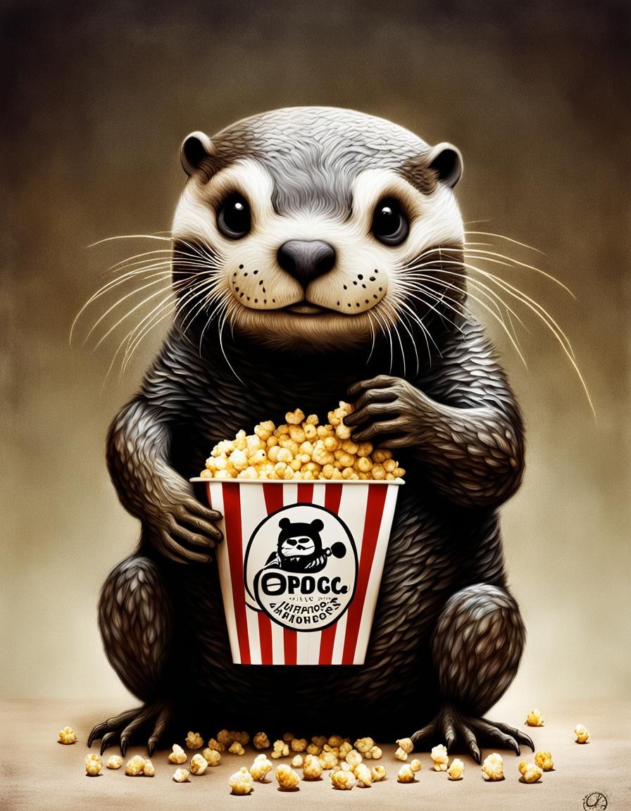 "Happy Obese Otter Eating Popcorn": photograph by Stephen Gammell ...