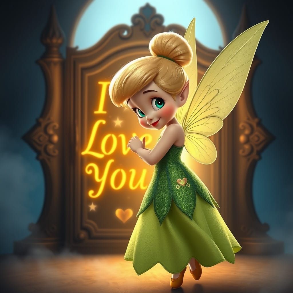 Sweet Tinkerbell in Enchanted Doorway - AI Art