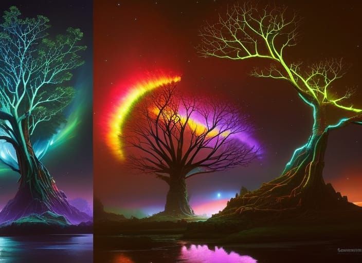 Colorful Huge epic elaborate Great Rainbow Electric Glowing ...