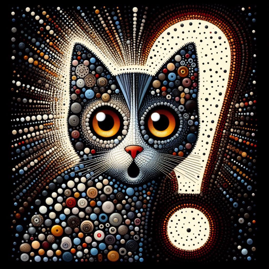 Dotted cat with exclamation mark - AI Generated Artwork - NightCafe Creator