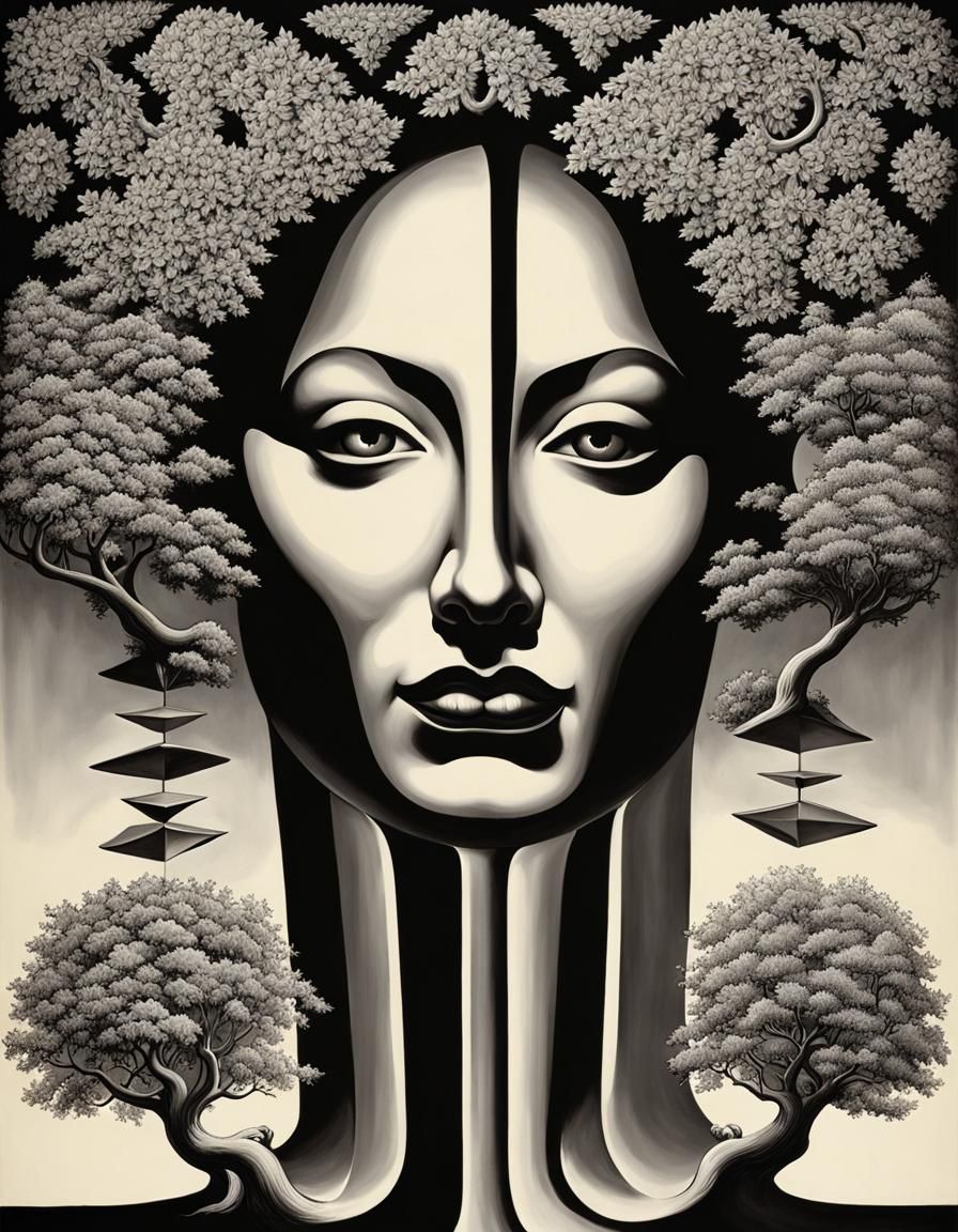 Optical illusion featuring an ambiguous figure with multiple ...