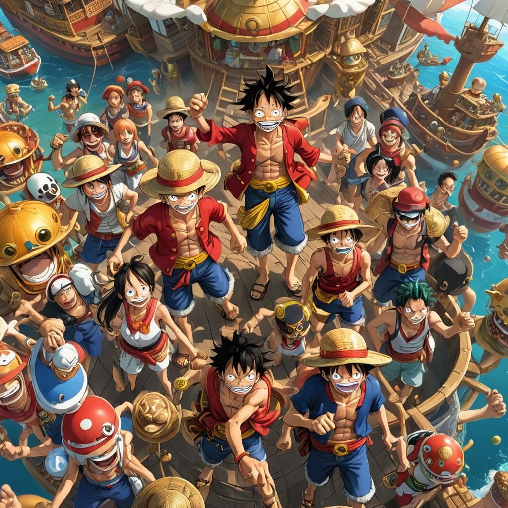 luffy and his crew on the thousand sunny By artist "anime", 3d anime ...