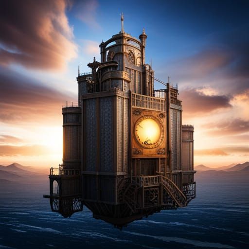 Floating steampunk castle in the sky - AI Generated Artwork - NightCafe ...