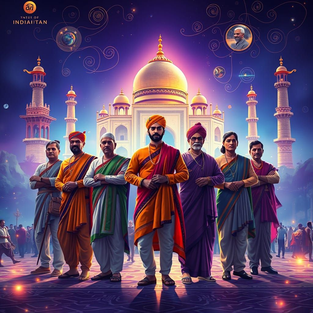 INDIA - Indian Independence Heroes in Vibrant, Fantastical B...